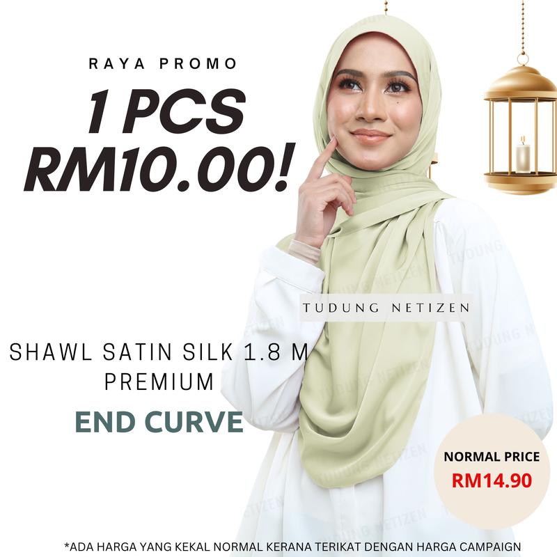 PREMIUM SHAWL SATIN SILK END CURVE (BUY 2 FREE 1 GIFT) [READ - TikTok Shop Malaysia