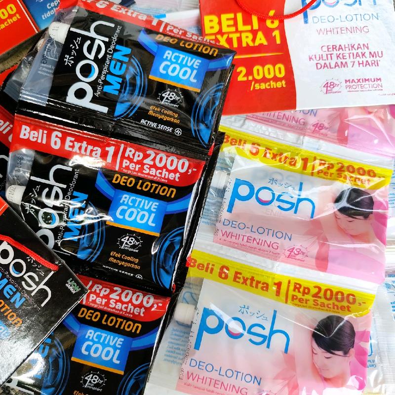 1 renteng/ 14 sachet posh deodorant keemasan 11gr harga 2000 an Ketiak ...