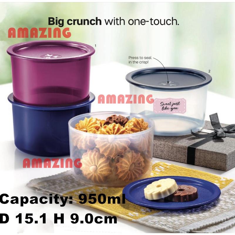 Tupperware One Touch Topper Small 950ml/ Airtight Food Container/ - TikTok Shop Malaysia