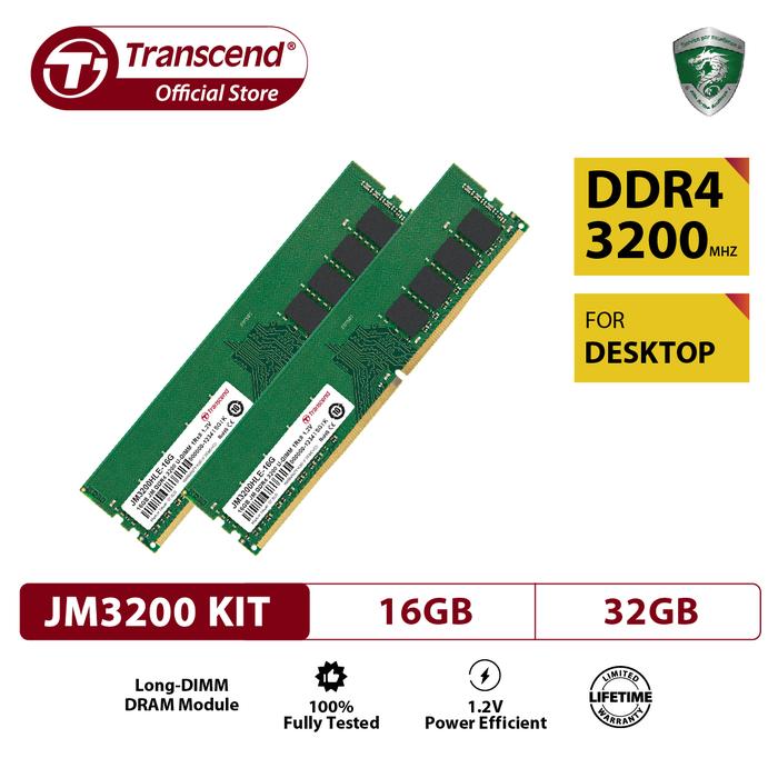 Promo Transcend U-DIMM JETRAM DUAL CHANNEL KIT DDR4 3200 [DESKTOP RAM ...