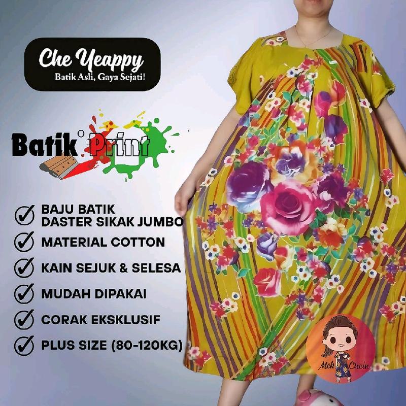 Che Yeappy Daster Sikak Jumbo 5XL Premium Printed Batik, ada - TikTok ...