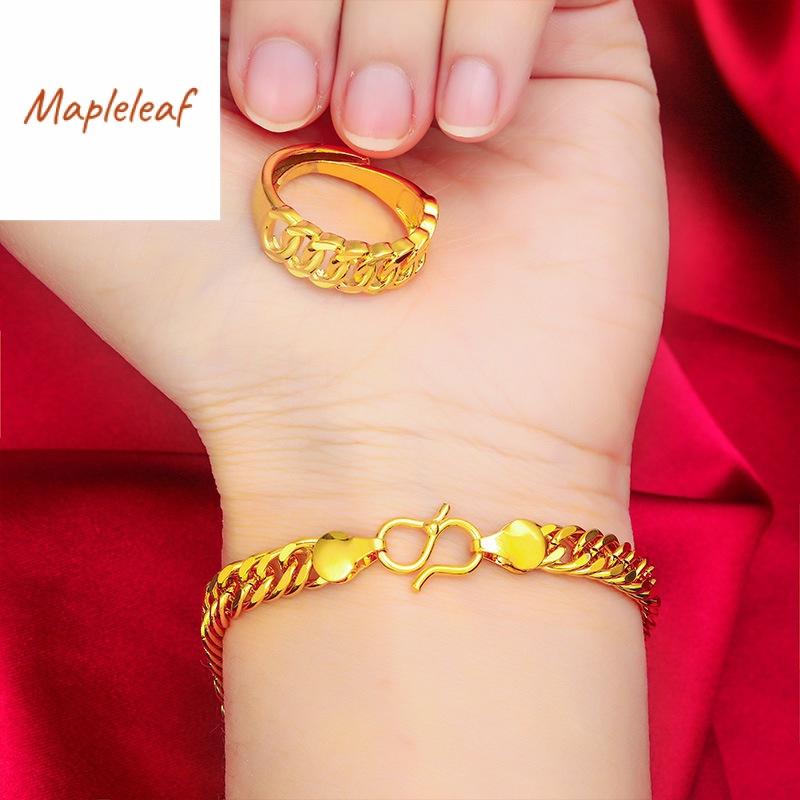 916 Gelang tenunan berpintal doh goreng berongga Mapleleaf, cincin ...