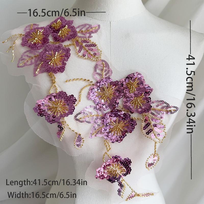 Applique Renda Labuci Sulaman, 1 PC, Tampalan Kolar Kain Bunga - TikTok ...