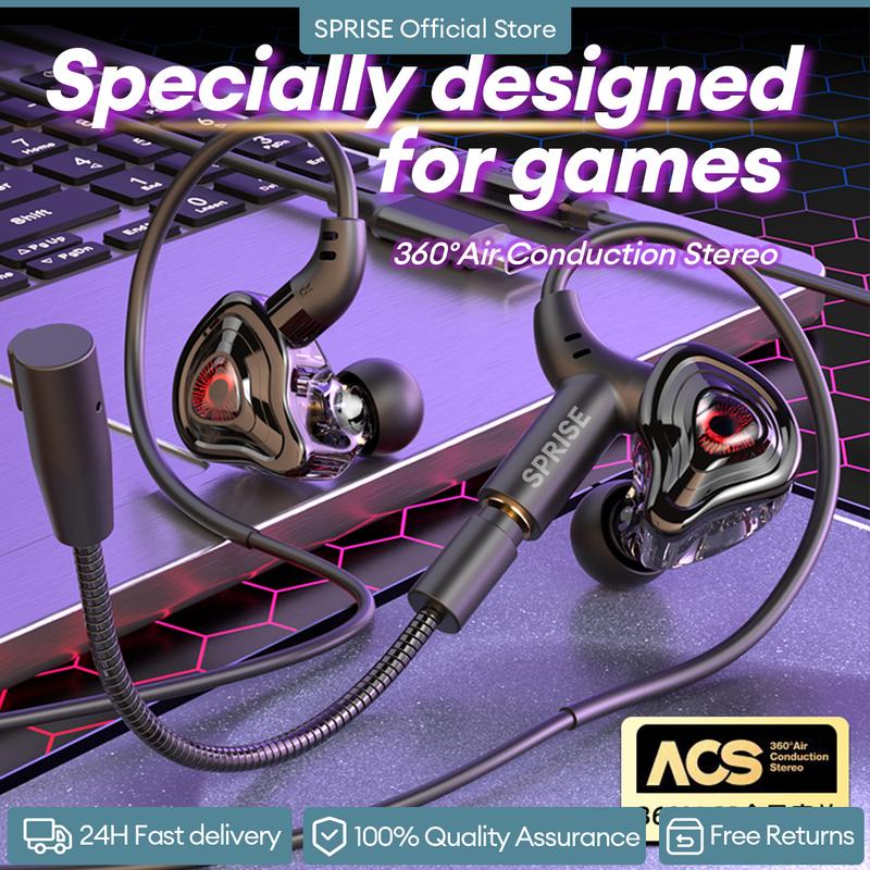 SPRISE G59 Bass Wired Earphone Gaming With Dual Mic Noise Cancel ...