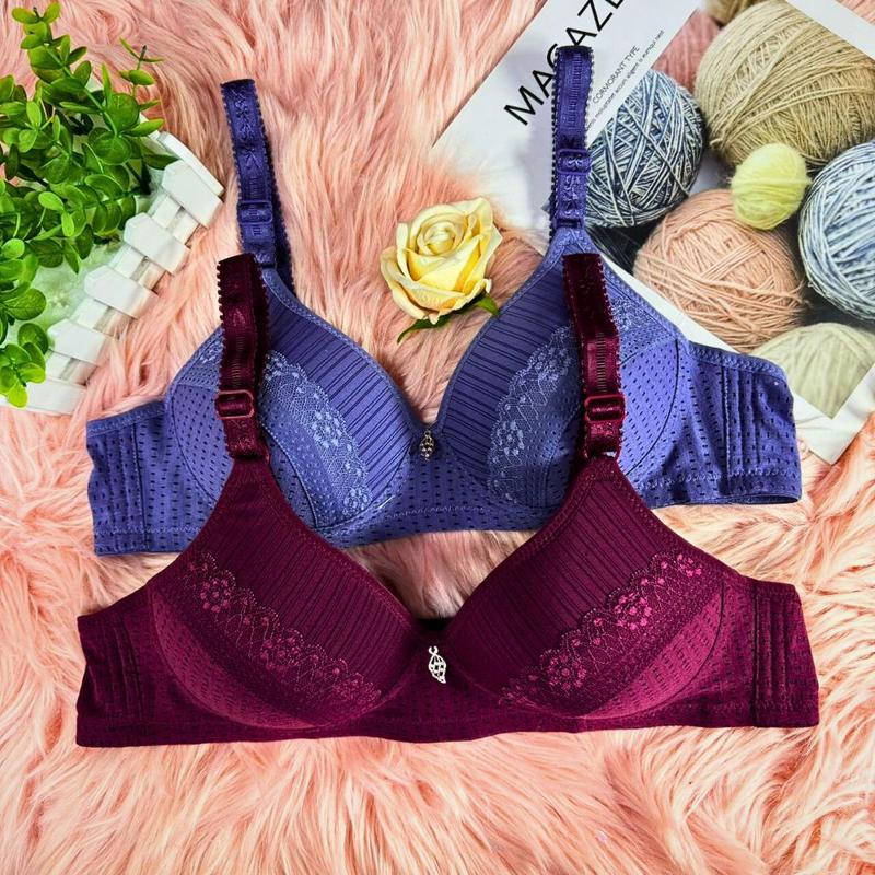 Bras Women Push Up 36-44 BC Cup Wireless Floral Cotton Full Coverage ...