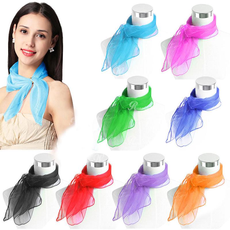 60*60cm Thin Silk Scarves Women Chiffon Square Scarf Pure Color ...
