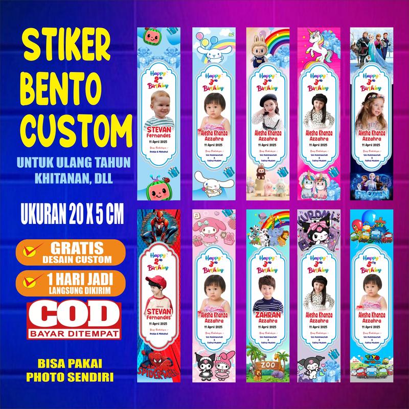 STIKER BENTO CUSTOM ULANG TAHUN bebas pilih tema - Shop | Tokopedia