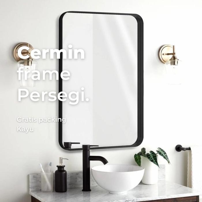 Jual Cermin Aesthetic Frame Kotak Radius Dinding Gantungan - Kayu muda ...