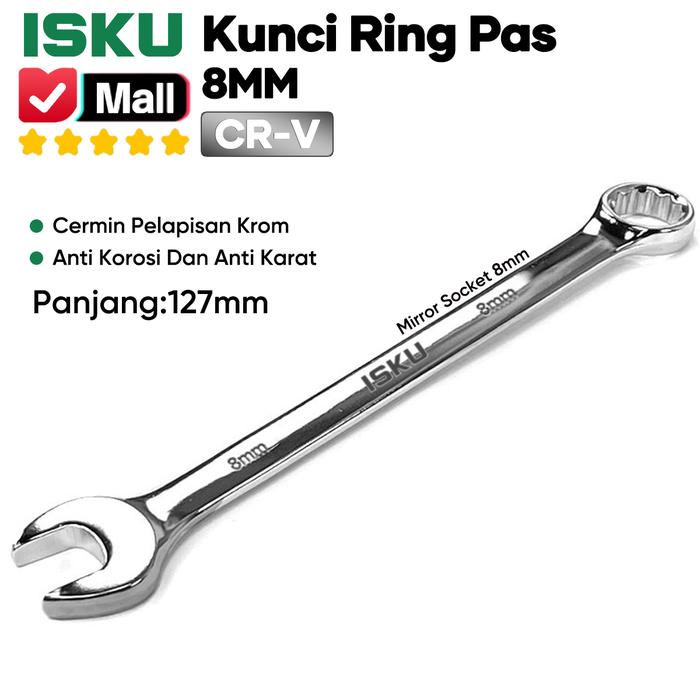 Promo ISKU Kunci Ring Pas 8mm Spanner Wrench Bahan Baja Chrome Vanadium ...