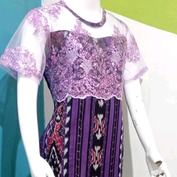 dress lilac etnik, gaun pesta kekinian️, kain tenun blanket - Shop ...