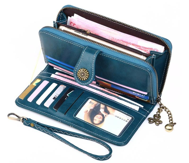 Beg Duit / Womens Wallet Genuine Leather Large Capacity Wristlet ...