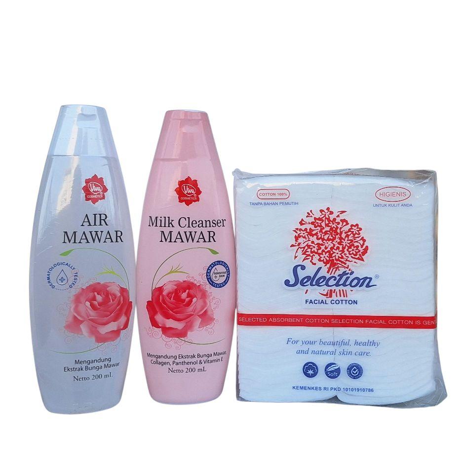 Paket 3in1 Viva Air Mawar & Milk Cleanser Mawar+Kapas SELECTION - Susu ...
