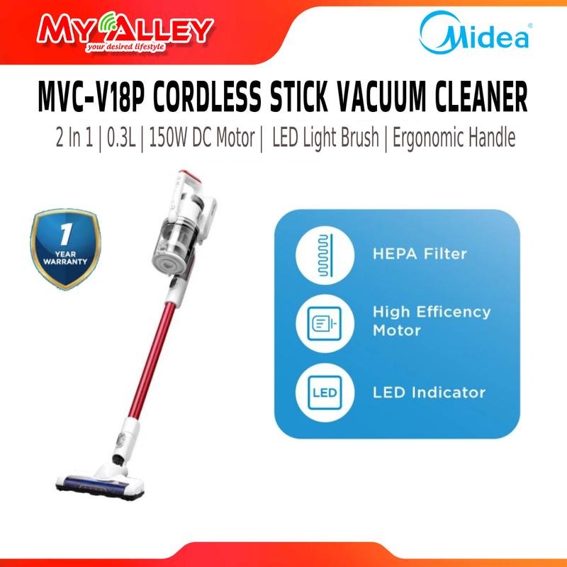 Midea Cordless Vacuum Cleaner (150W) DC Motor MVC-V18P 2 in 1 Strong ...