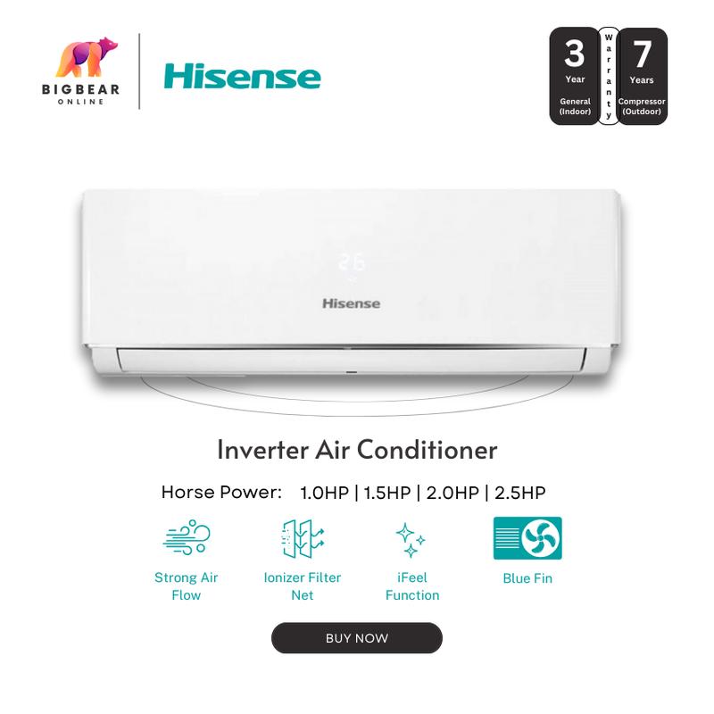 ️️Hisense Aircond 1HP/1.5HP/2HP/2.5HP Inverter R32 Air Conditioner ...