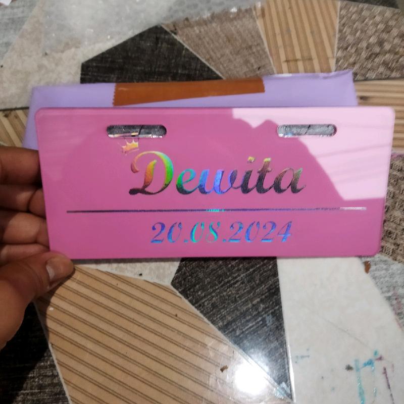 plat nomor sepeda listrik pink hologram 1pcs Outdoor bisa request ...