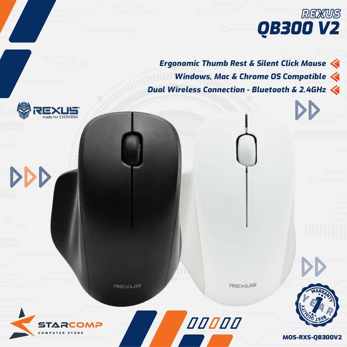 Jual Rexus QB300 V2 Dual Mode Wireless Mouse Office Kantor - Ergonomic ...