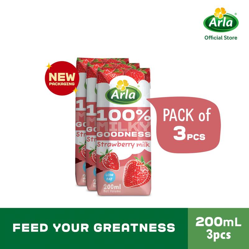 Arla Strawberry Milk 200ml 3-Pack - TikTok Shop Philippines