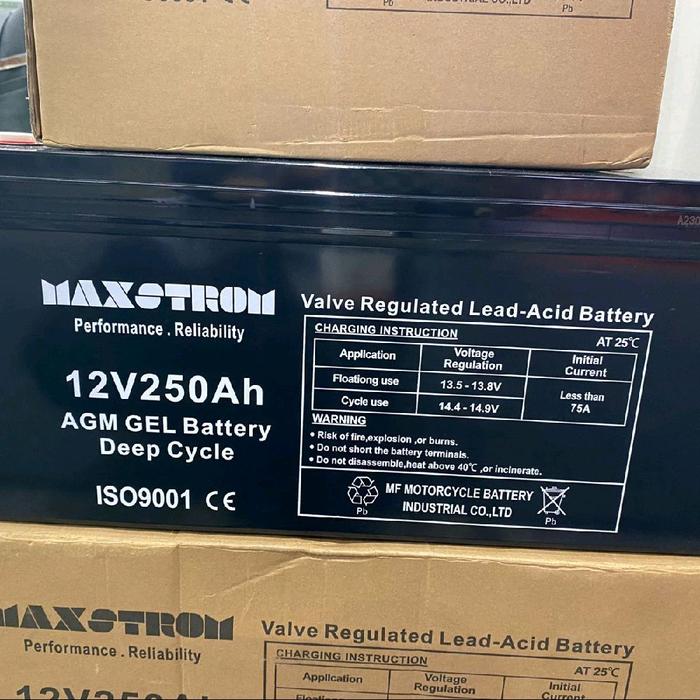 Jual Aki Kering Maxstrom 12V 250Ah MF Agm Deep Cycle Battery VRLA Solar ...