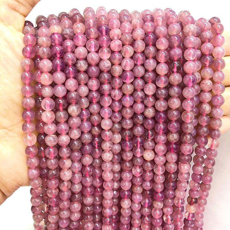 Natural Purple Madagascar Pink Crystal round Beads Loose Beads - TikTok ...