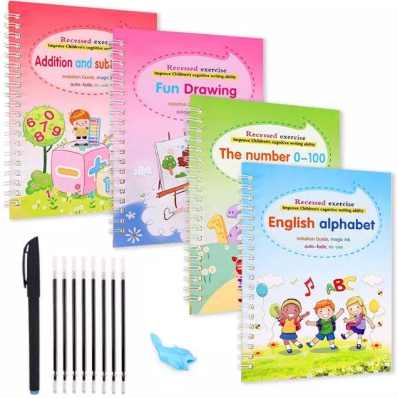 4 IN 1 Magic Practice Writing Book Reusable Learning Copyboo - TikTok ...