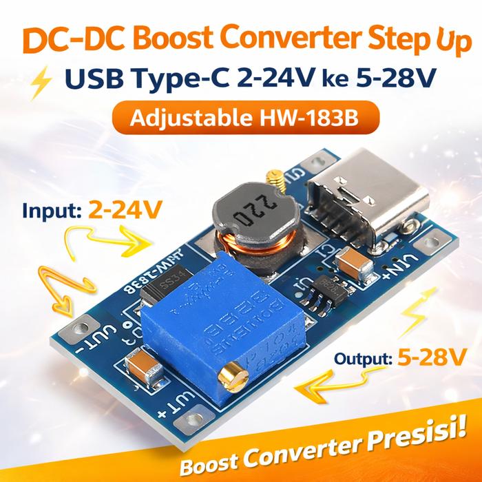 Jual MT3608 Type C USB DC Step Up Modul Power Kit Booster Regulator ...