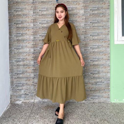 Daster Lonceng Kimono Crinkle Dress Kimono Daster Kancing Depan - Shop | Tokopedia