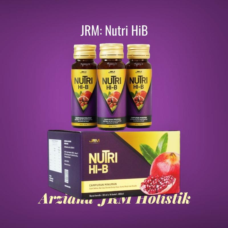 Nutri HiB drink jus buah-buahan delima, ekstrak bunga raya putih, kurma ...