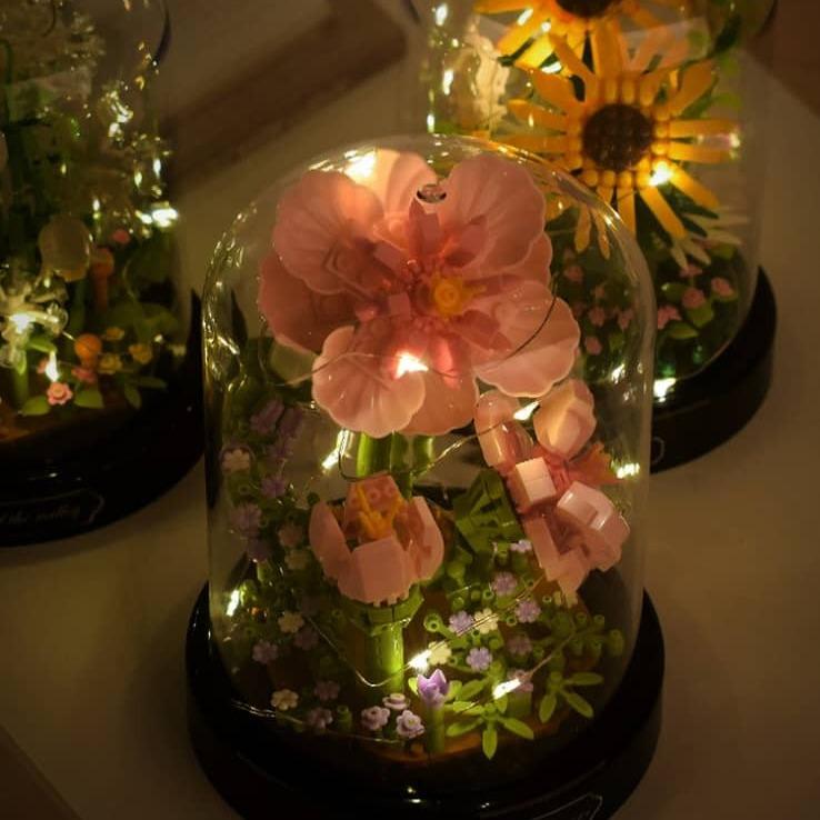 Flower Building Blocks+LED Light Flower Creative Tabletop Decoration ...