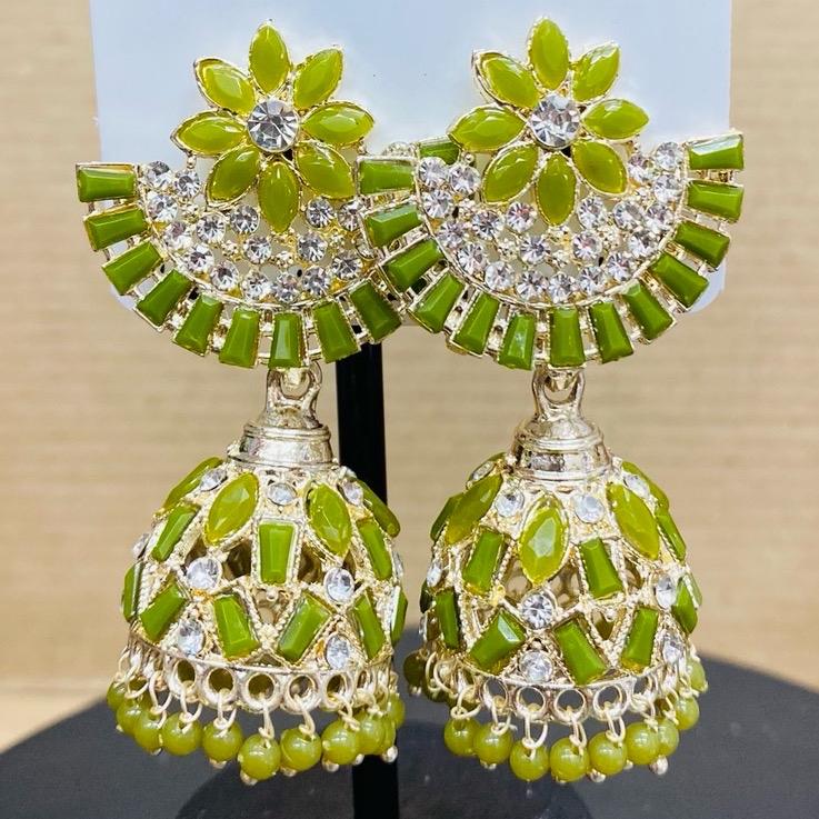 Hk all olive green color earrings with jumkha - TikTok Shop Malaysia