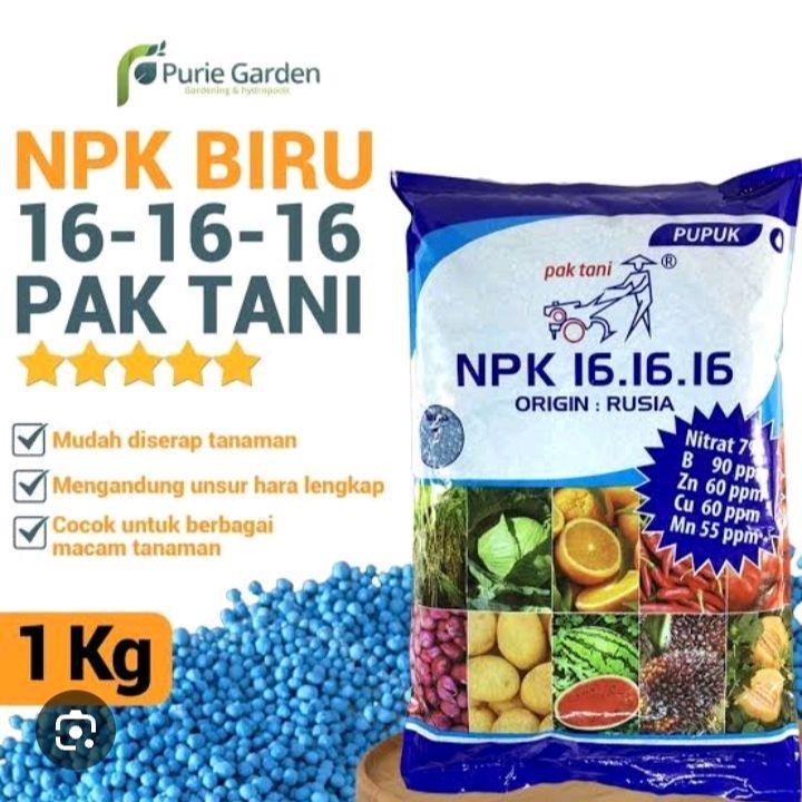 Pupuk NPK Mutiara Biru 16 16 16 PAK TANI kemasan 1 kg tanama - Shop ...