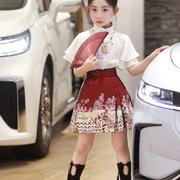 Skirt Muka Kuda Hanfu, untuk Kanak-kanak, Pakaian Puteri Nipis - TikTok ...