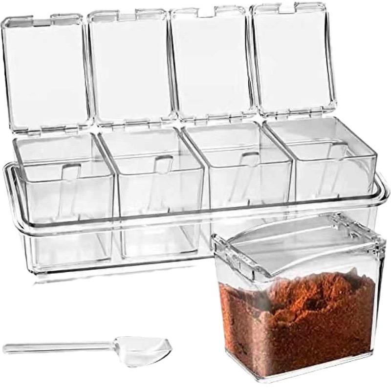 Crystal Clear Seasoning Box Acrylic Spice Rack Storage Container ...