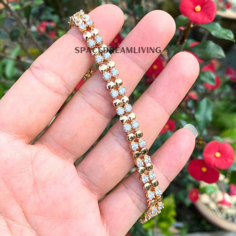 Rantai Tangan Emas Suasa Batu Zircon Bulat Gold Plated Zirconia ...