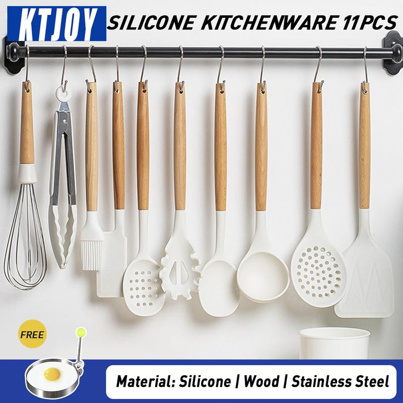 11PCS Silicone Kitchen Utensil Set Kitchen Cooking Tools Silicone ...