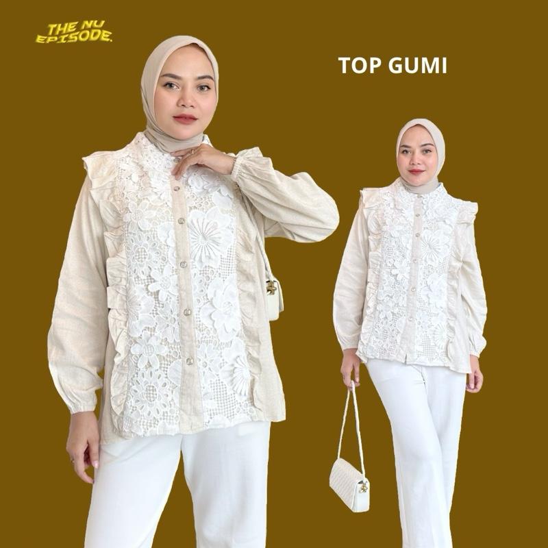 The NuEpisode - Top Gumi Bahan Katun Blouse Ruffle Bordir Premium ...