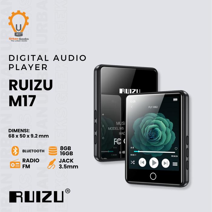 Promo RUIZU M17 Full Touch Screen MP3 Player Bluetooth 5.0 16GB Music ...
