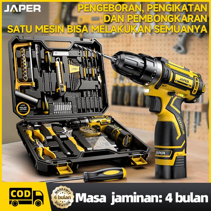 Promo 【COD】JAPER bor baterai 120PCS Tool Box Large Drill Machine ...