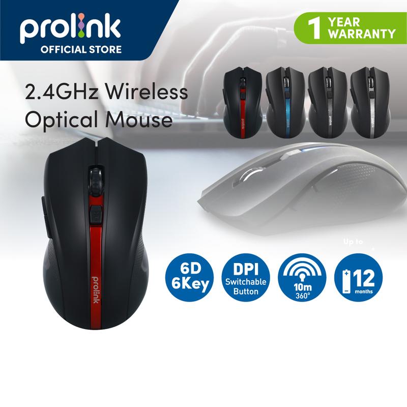 Prolink Wireless Optical Mouse 2.4Ghz 6 Button 1600dpi Plug and ...