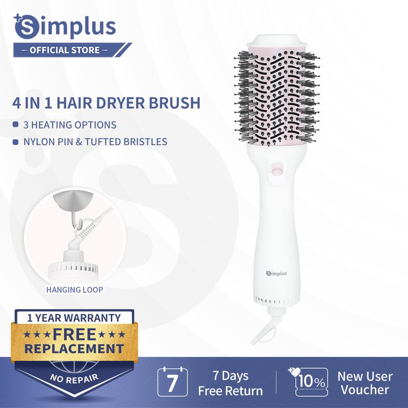 Simplus Hot Air Styling Brush Volumizer Hair Dryer 3 Temperature ...