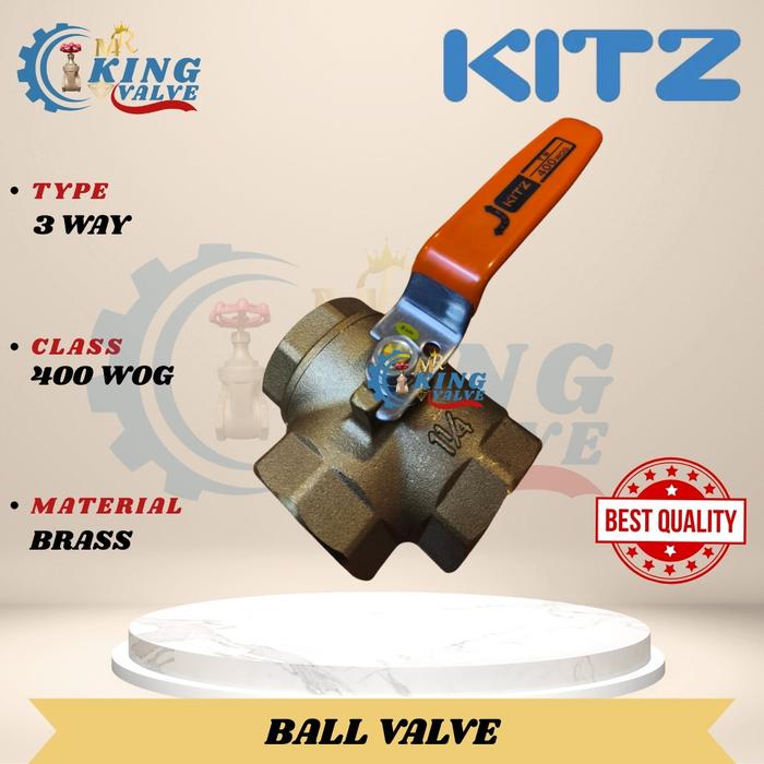 Jual BALL VALVE KITZ 3 WAY KUNINGAN 1/4" inch 400 WOG ORIGINAL ...