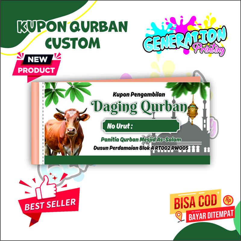 KUPON PENGAMBILAN DAGING QURBAN BISA CUSTOM TULISAN SENDIRI 100 - Shop ...