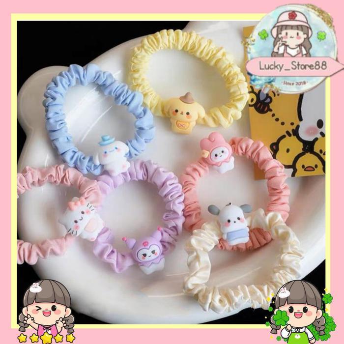 Ikat Rambut Anak Karakter Lucu / Kunciran Rambut Scrunchie Karakter ...