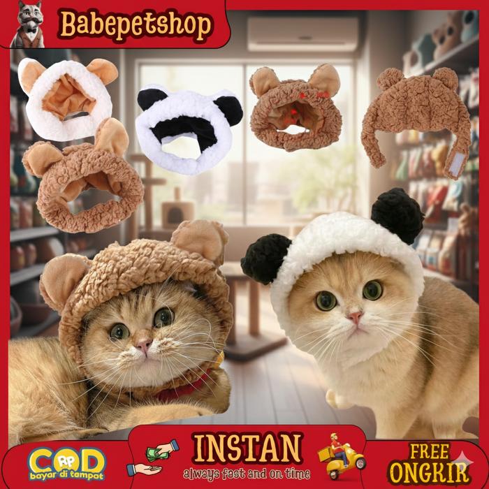 Promo BABE PETSHOP Topi SINGA BUNNY BEAR PANDA SWAN Lucu Kucing Anjing ...