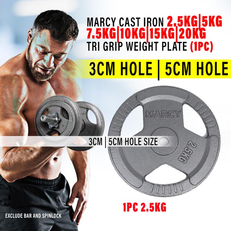 7.5kg Marcy Weight Plate Tri Grip Handhold 3cm 5cm Olympic Barbell ...