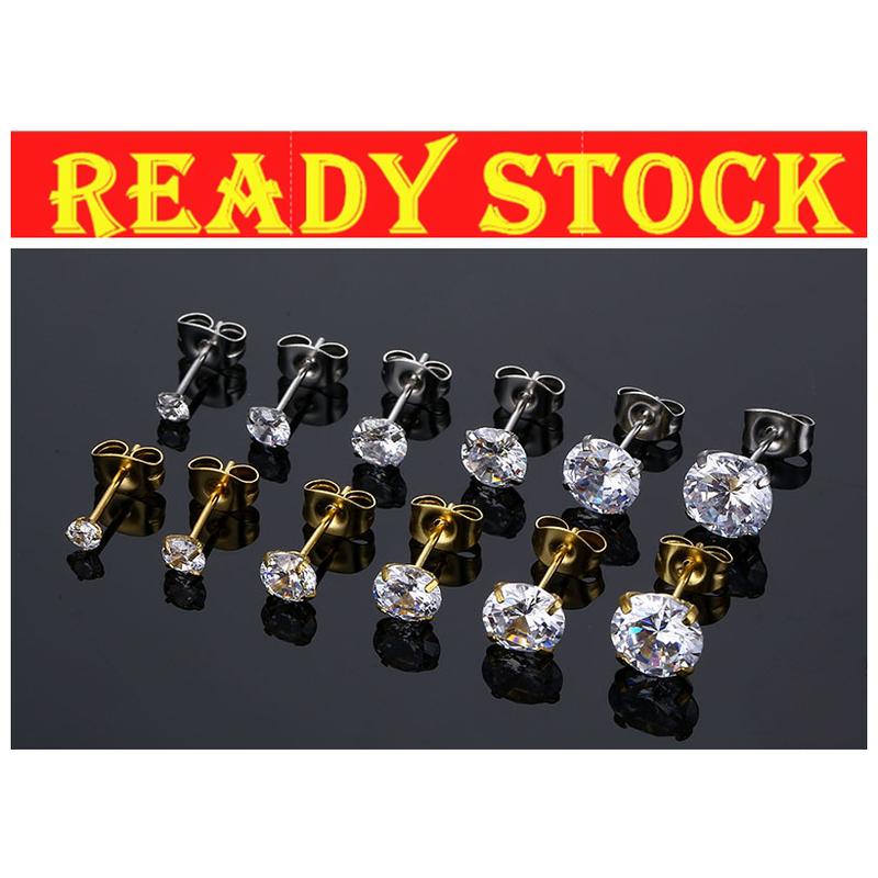 C-12 Steel Earrings Subang Tindik Subang Batu Stainless Stee - TikTok ...