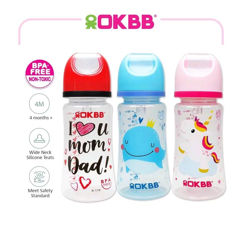 [OKBB] Baby Feeding Bottle with Wide neck Teats Feeding Essential 12Oz ...
