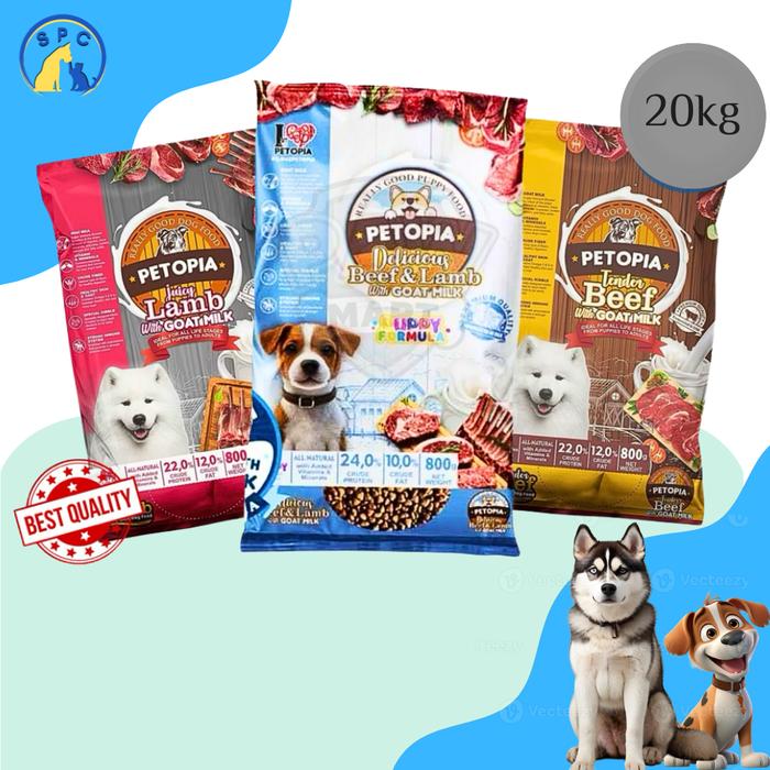Jual Petopia Dog Dry Food Makanan Anjing 20KG Lamb Beef Puppy Goat Milk ...