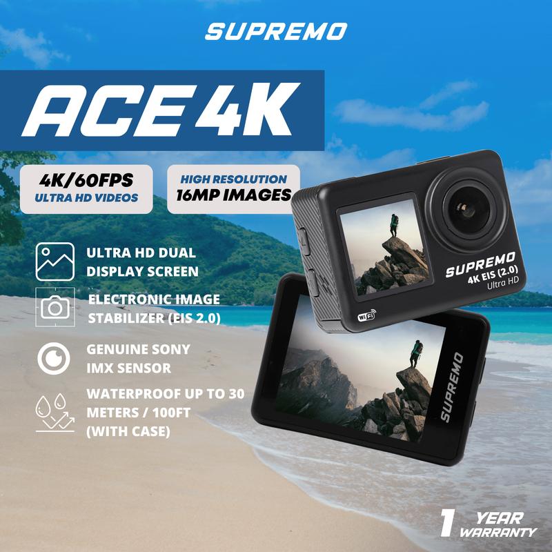 Supremo Ace 4K Dual Display Waterproof Action Camera Black 4K - TikTok ...