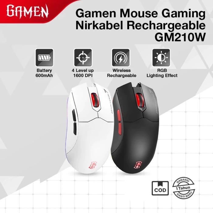 Jual GAMEN GM210W Mouse Gaming Wireless Rechargeable Type-C DPI 800 ...