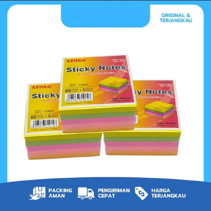 Promo label sticky note snc - 0303n cube KENKO 5 warna neon 400 sheet ...